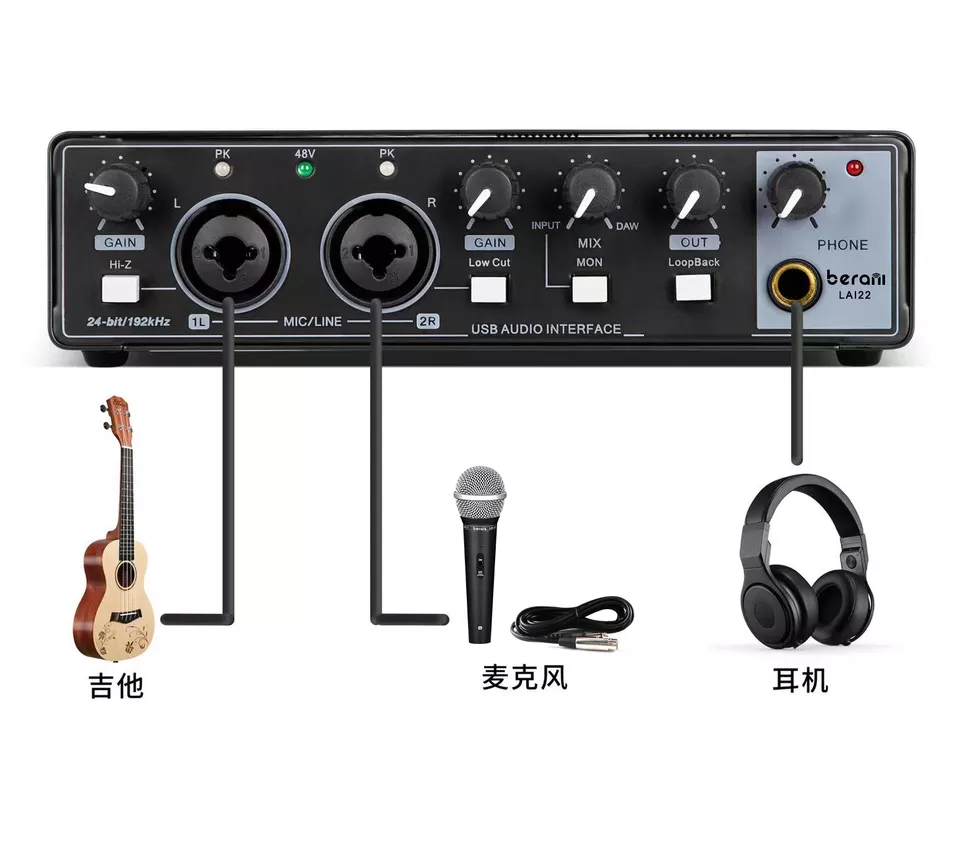 Interfaz de Audio TArjeta de Sonido USB Berani LAI22 grabacion Estudio Interfaz de Audio TArjeta de Sonido USB Berani LAI22 grabacion Estudio